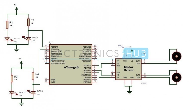 Line Follower Robot Circuit Diagram Using Atmega16 - Circuit Diagram