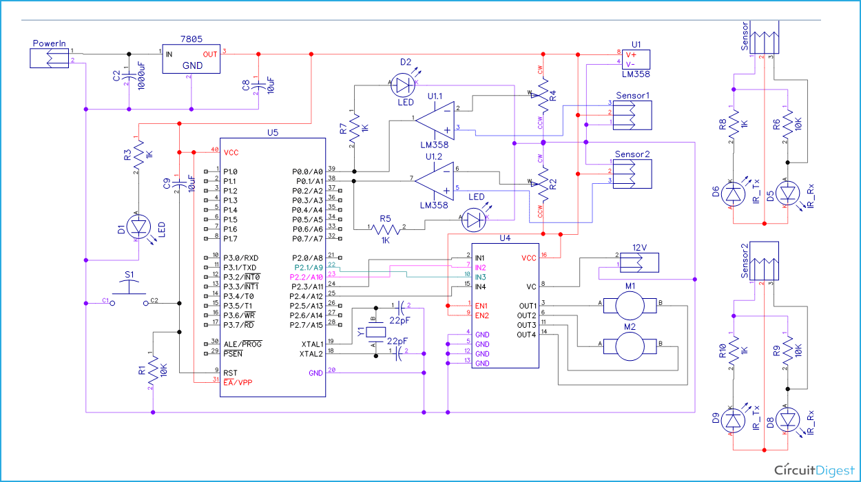 Circuit Diagram Of Line Follower Robot Using 8051