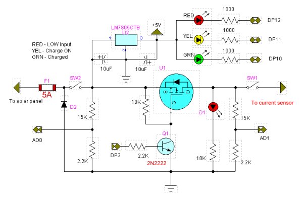 Solar Charge Controller Circuit Using Arduino Circuit Diagram