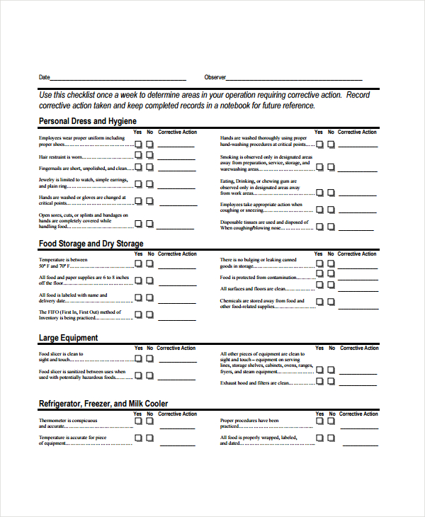 Commercial Kitchen Inspection Forms | Besto Blog