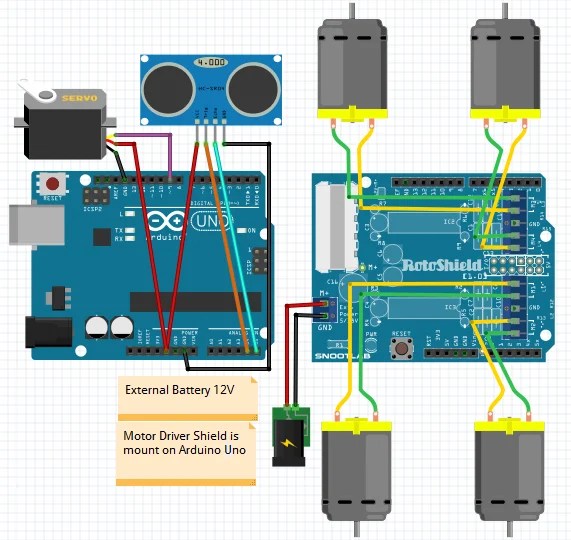 Circuit Diagram Of Obstacle Avoiding Robot Using Arduino