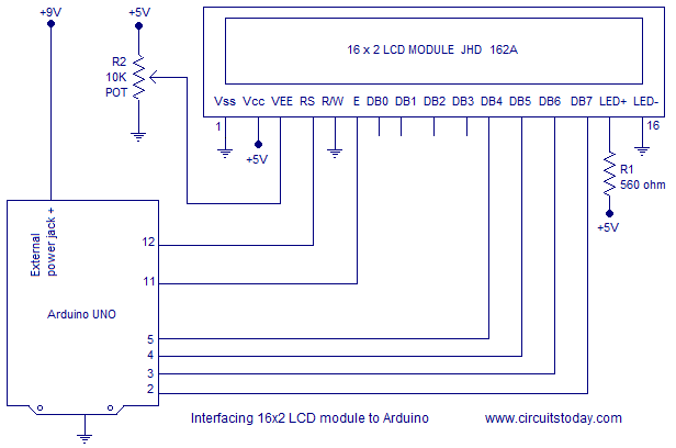 Circuit Diagram Of Lcd Interfacing With Arduino