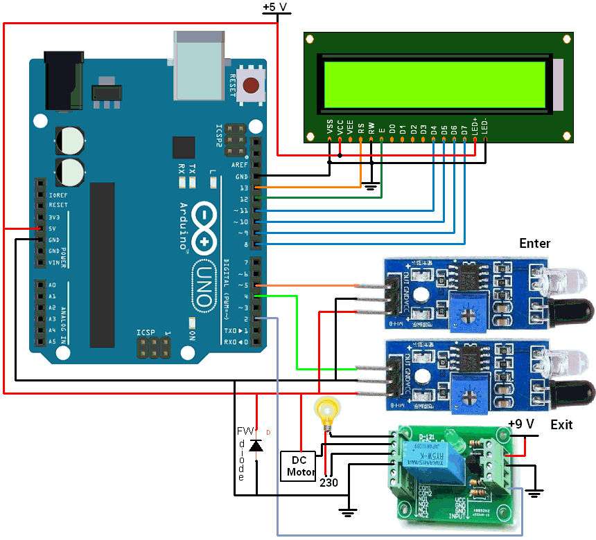 Automatic Room Light Controller Visitor Counter Circuit Diagram Circuit Diagram